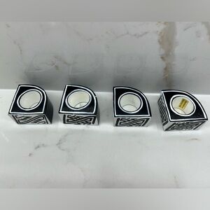 Vintage | Dining | Vintage Set Of 4 Wood Black And White Hand Painted ...